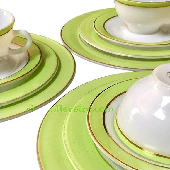 Pyrex | Dining | 96s Pyrex Neon Lime Green Milk Glass Dinnerware | Poshmark